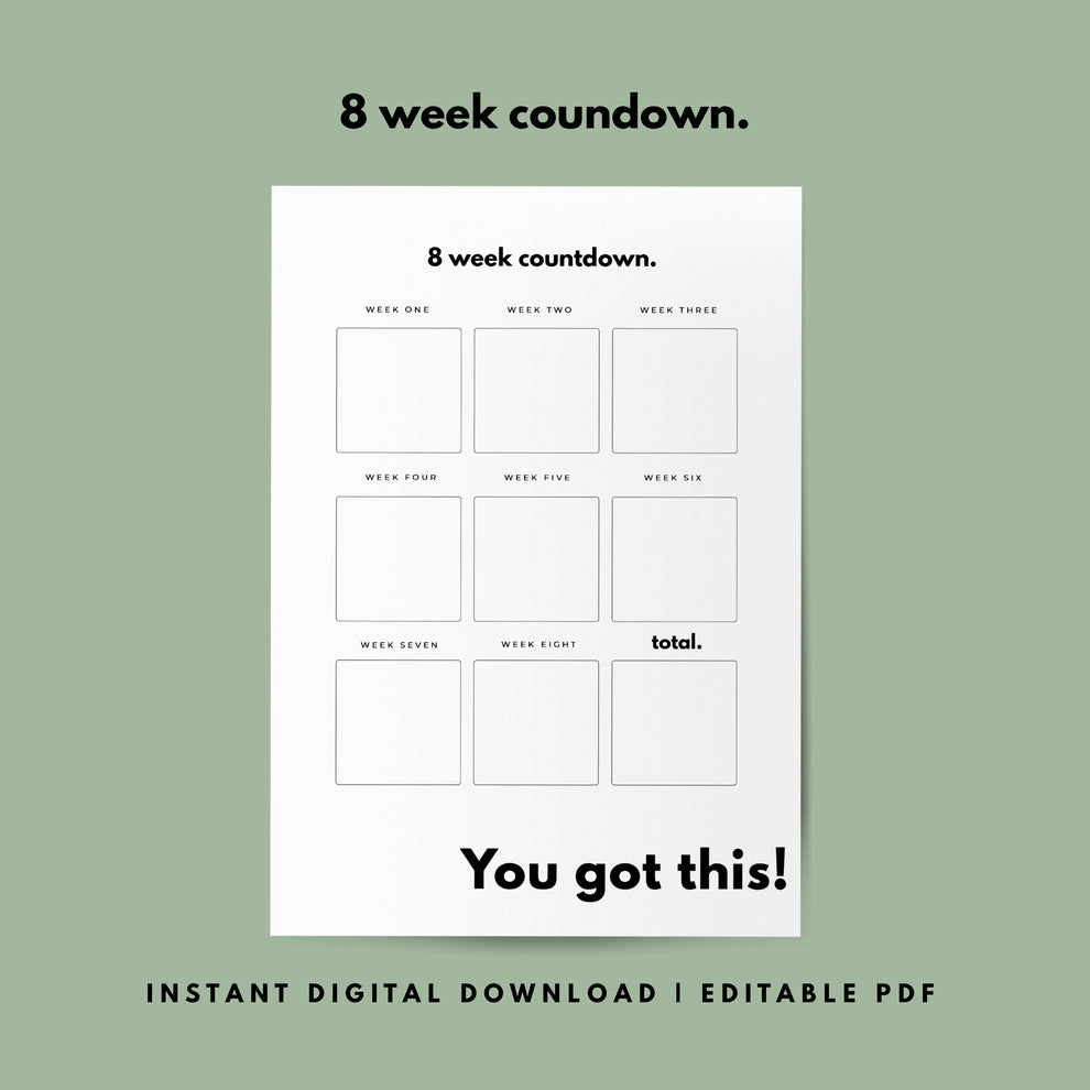 8 Week Countdown - Printable Digital Download | The Busy Club – The ...