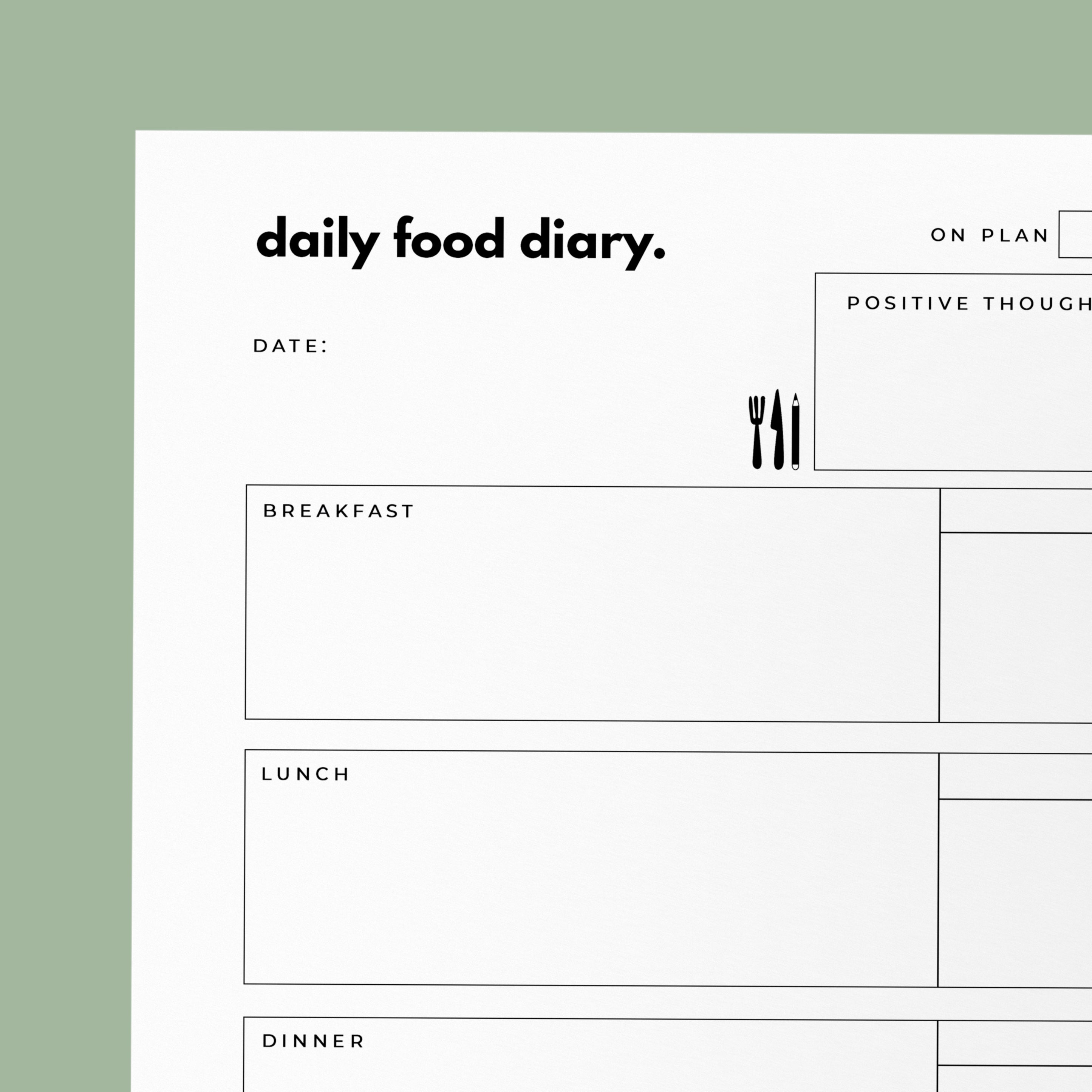 Daily Food Diary - Printable Digital Download | The Busy Club – The ...