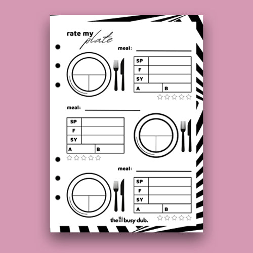 ‘Rate My Plate’ Meal planning Inserts – The Busy Club